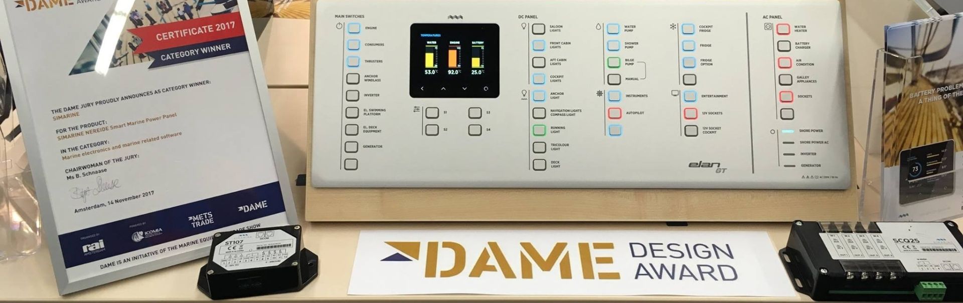 Elan GT5 control panel – DAME Design Award Winner 2017 | Elan Yachts